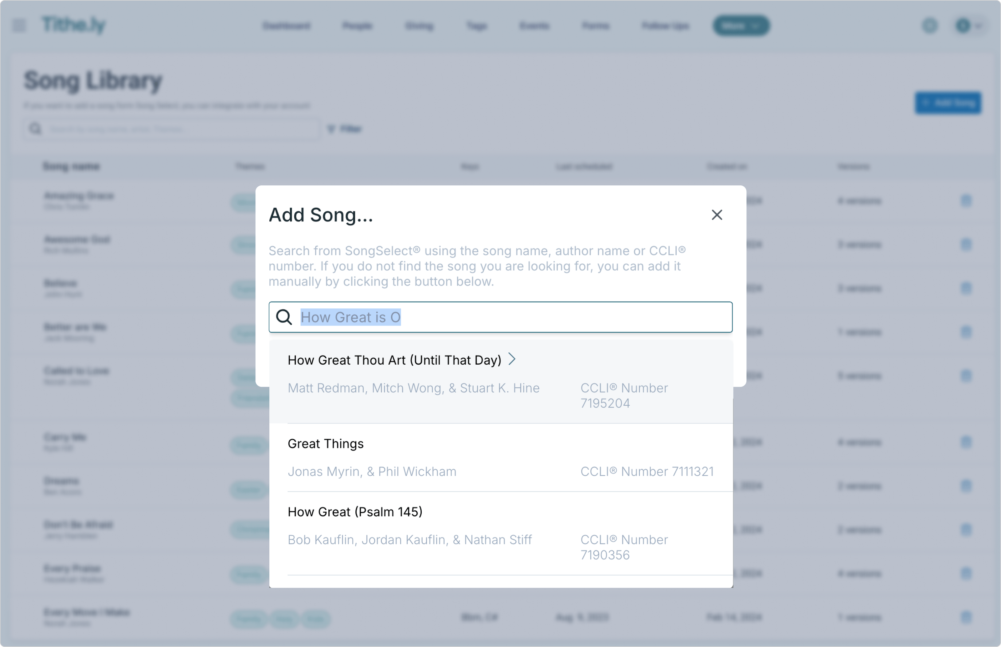 Tithe.ly Worship Service Planning | Tithe.ly Church Management